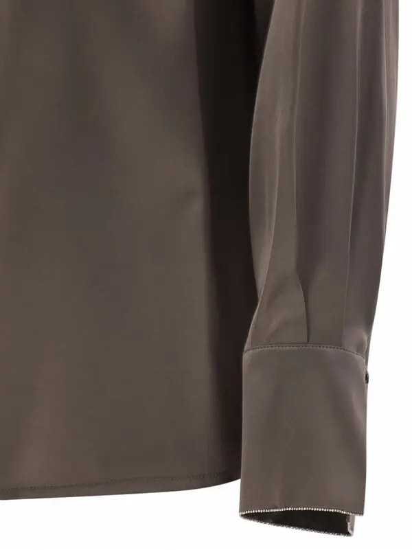 Peserico Stretch Silk Shirt With Concealed Button Fastening