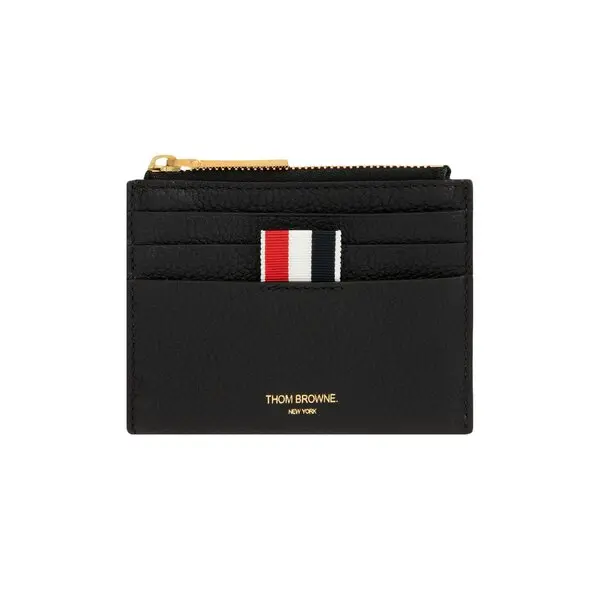 Thom Browne Zip Top Card Holder In Soft Pebble Grain Leather