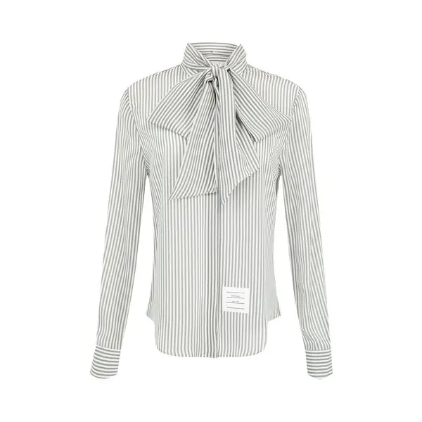 Thom Browne Long Sleeve Striped Shirt - Grey