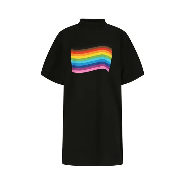 Balenciaga Faded Inside Out Rainbow Flag T-shirt - Black