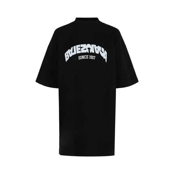 Balenciaga Oversized Back Flip Logo T-shirt Dress /white - Black