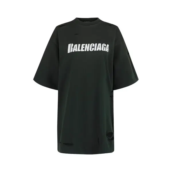Balenciaga Caps Destroyed Boxy Fit T-shirt 'dark /white - Green