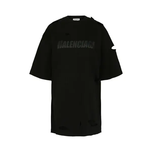 Balenciaga Caps Destroyed Boxy Fit T-shirt /anthracite - Black