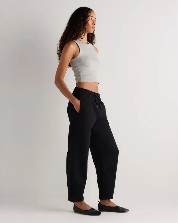 Quince Everyday Fleece Barrel Sweatpants - Black