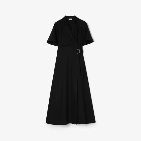 Burberry Wool Twill Wrap Dress - Black