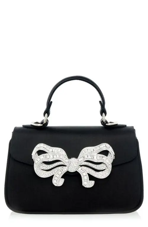 Judith Leiber Satin Bow Top Handle Bag - Silver Black