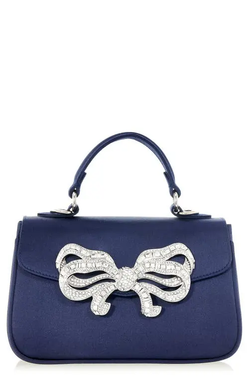 Judith Leiber Satin Bow Top Handle Bag - Silver Navy