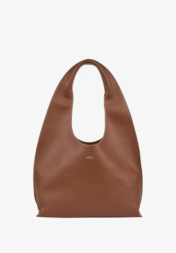 A.p.c. Leather Clutch With Studded Detail - Noisette
