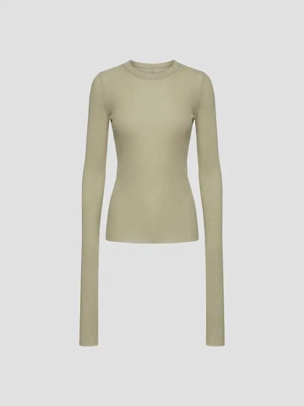 Rick Owens Ribbed Long Sleeve T-shirt - Sand