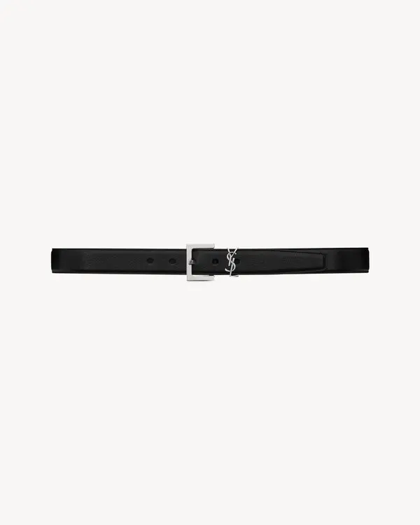 Saint Laurent Cassandra Logo Belt In Lamb Leather - 1000