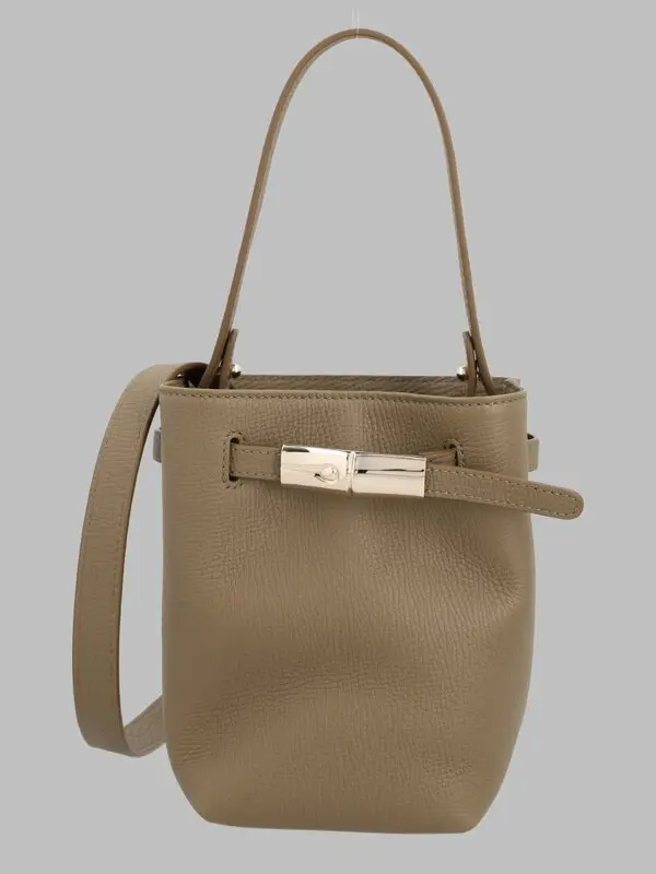 Longchamp Textured Bucket Bag With Top Handle And Crossbody Strap
