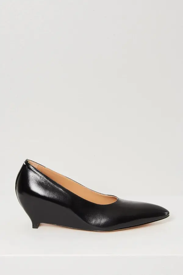 MAISON MARGIELA Leather Wedge Court Shoes - Black