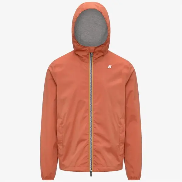 K-WAY Stretch Nylon Jersey Mini Jacket With Hood - Orange Brownish