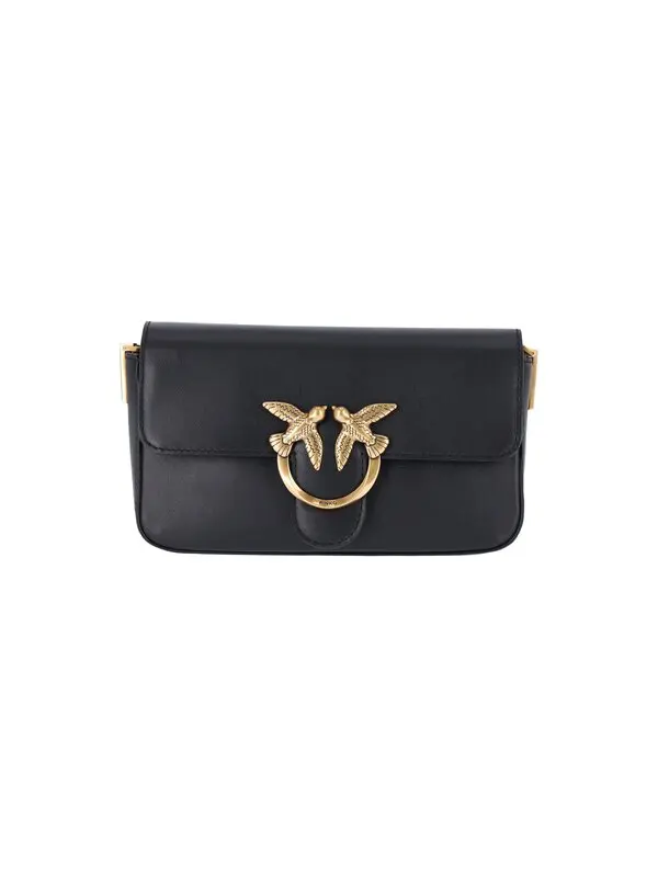 Pinko Leather Crossbody Bag With Bird Clasp