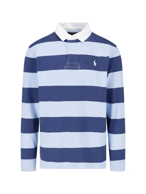 Polo Ralph Lauren Striped Long Sleeve Rugby Shirt - Blue