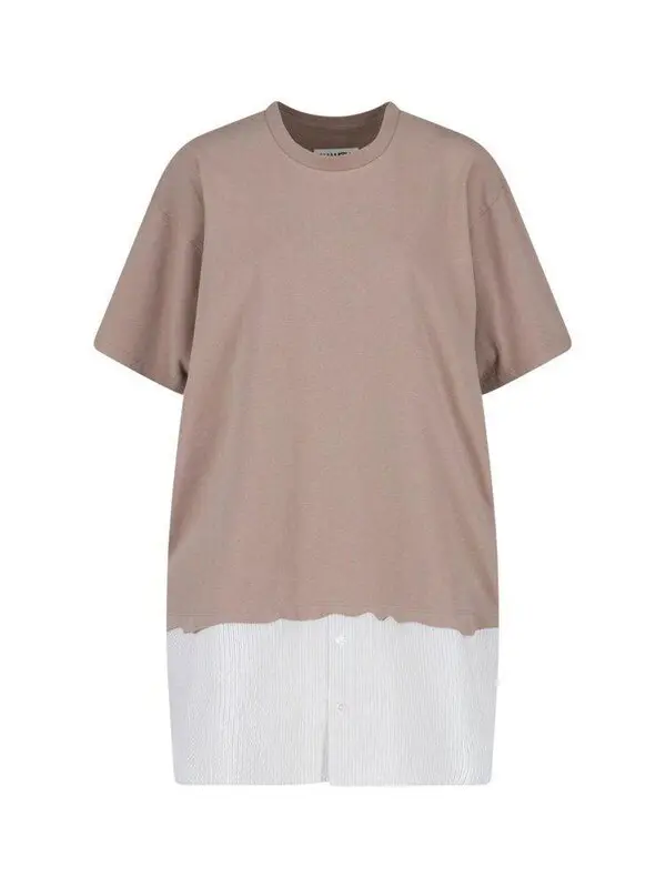 MAISON MARGIELA Cotton Blend Mini Dress With Striped Hem