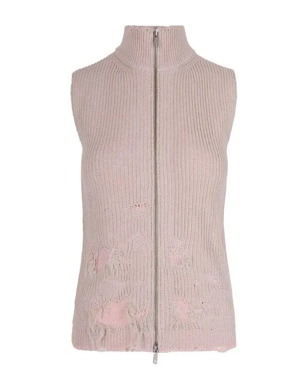 MAISON MARGIELA Zip-up Ribbed Gilet With Distressed Details