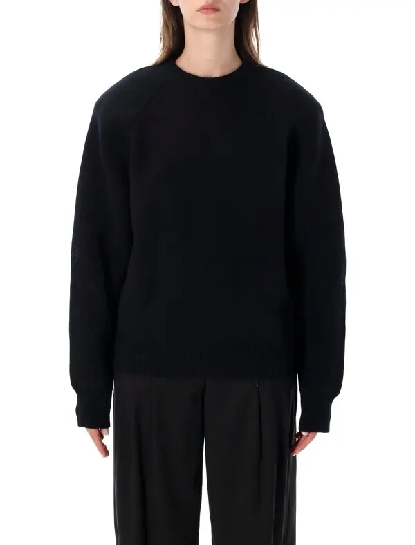 THE FRANKIE SHOP Wool-blend Sweater With Padded Shoulders And Raglan Sleeves - Nero