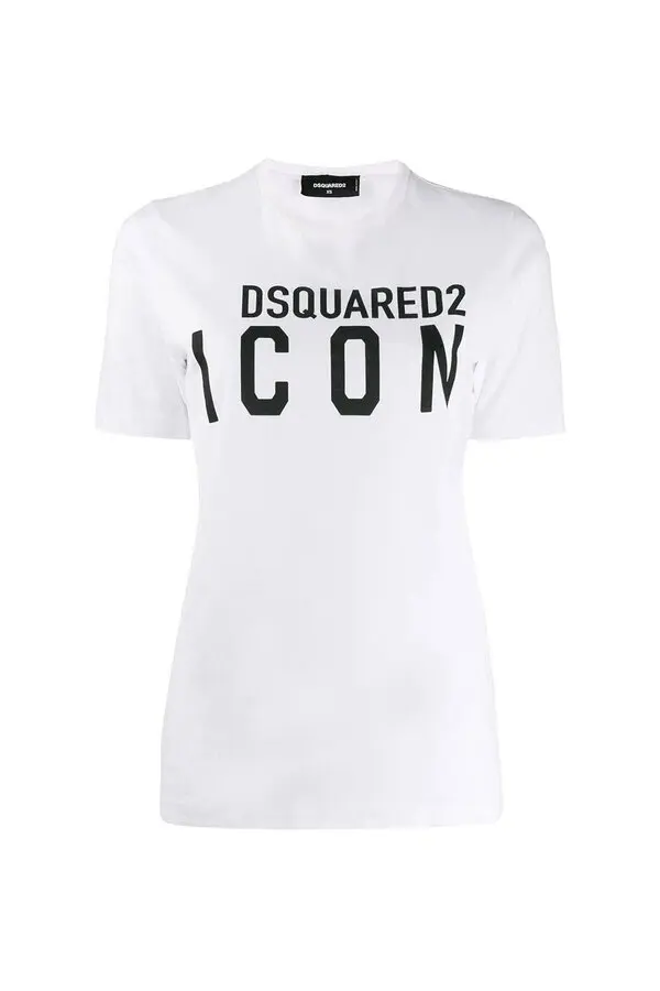 Dsquared2 Round Neck Short Sleeve Logo Print T-shirt - White
