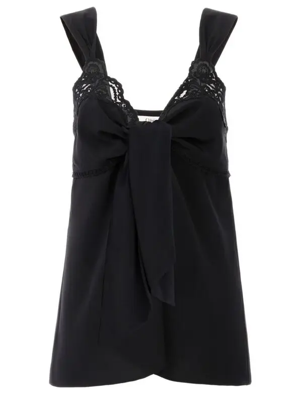 Chloé Sleeveless Silk Top With Bow Detail