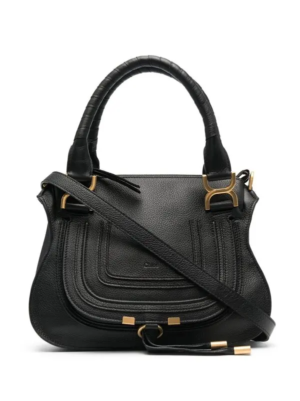 Chloé Leather Mini Shoulder Bag With Zip Closure And Front Flap Pocket - Nero