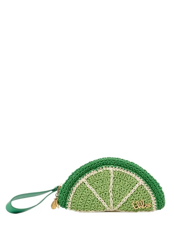 Chloé Mini Crocheted Clutch With Zip Closure - Verde