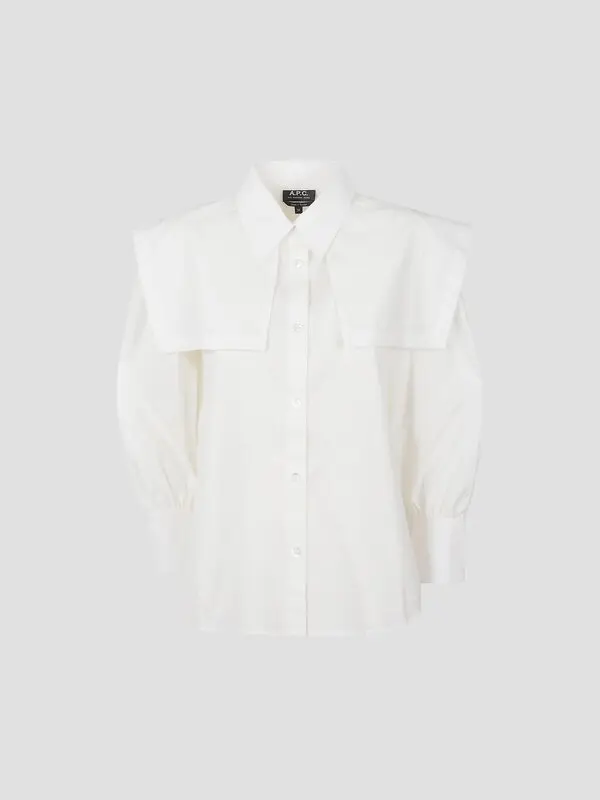 A.p.c. Cotton Button-up Shirt With Statement Collar - Blanc