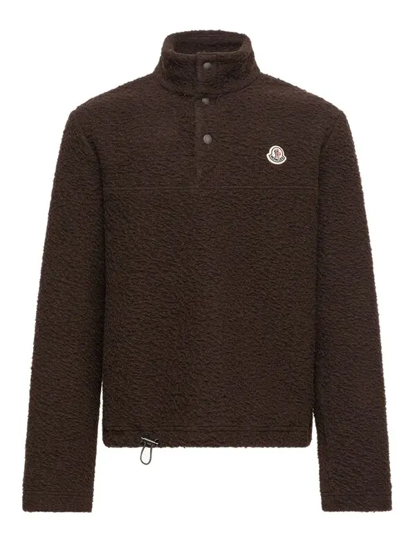 Moncler Stand-collar Knit Sweater With Button Closure And Drawstring Hem