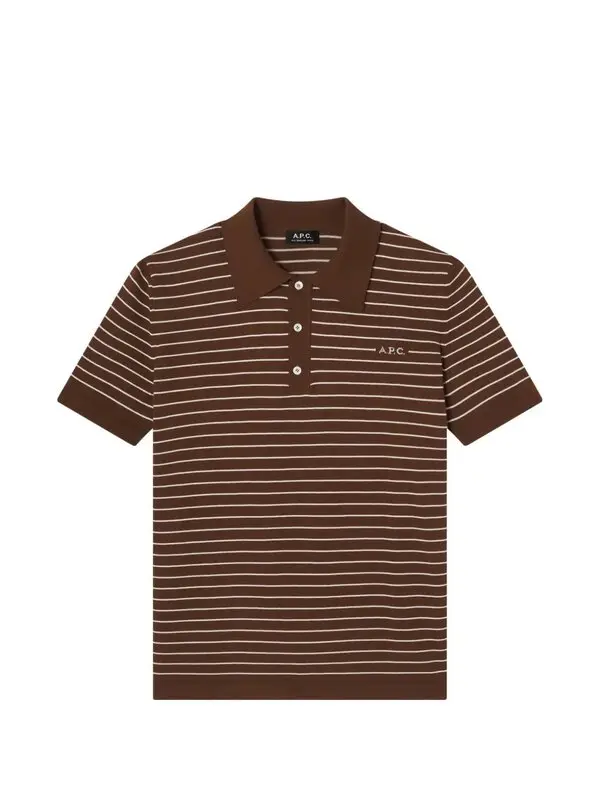 A.p.c. Striped Cotton Polo Shirt With Logo