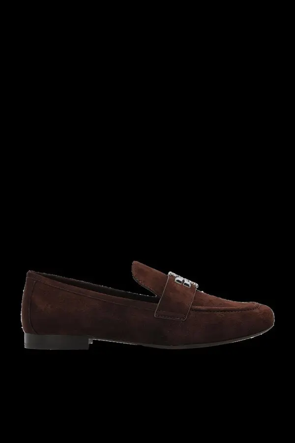 Tory Burch Elegant Estane Loafer For Fall Season - Dark Cocoa/silver