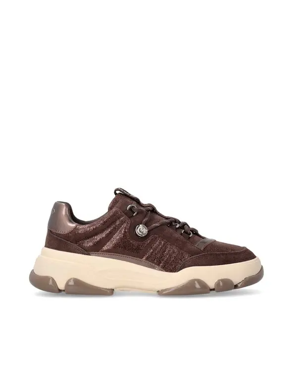 Pinko Chunky Lace-up Textured Sneakers - Moro