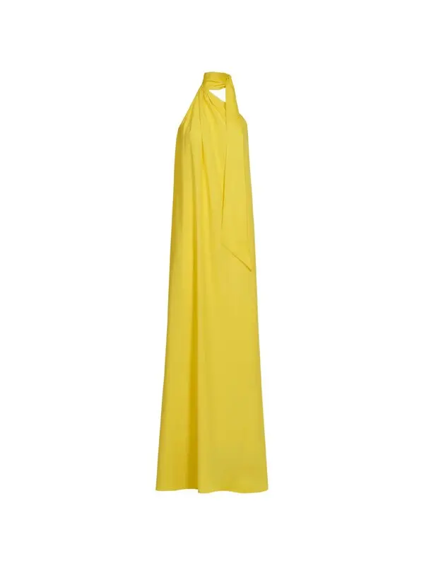TALLER MARMO Long One-shoulder Crepe Cady Dress With Integrated Scarf - Giallo