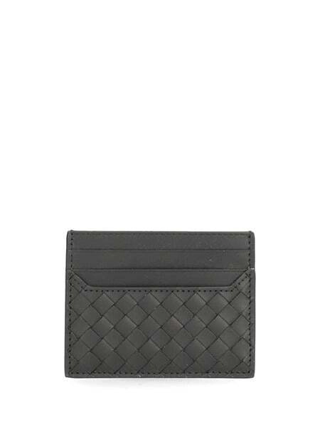 Bottega Veneta Mini Intrecciato Calfskin Card Holder With Four Slots And Center Pocket - Nero