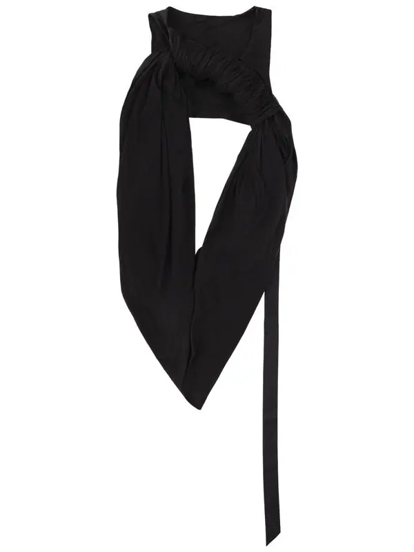 Rick Owens Asymmetrical Draped Cotton Halter Top