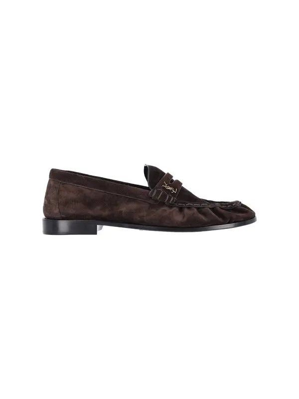 Saint Laurent Suede Logo Bit Loafer