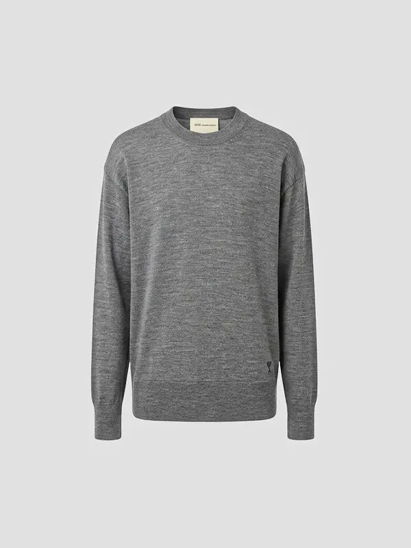 AMI Paris Crew Neck Sweater In Wool And Silk Blend