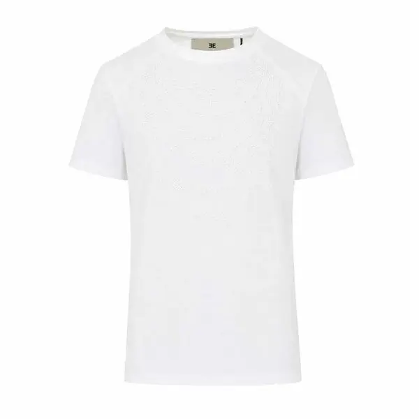 Elisabetta Franchi Crewneck Cotton T-shirt With Embellished Detail