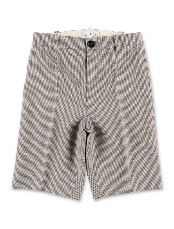 Gucci Baby Mini Houndstooth Bermuda Shorts With Web Detail