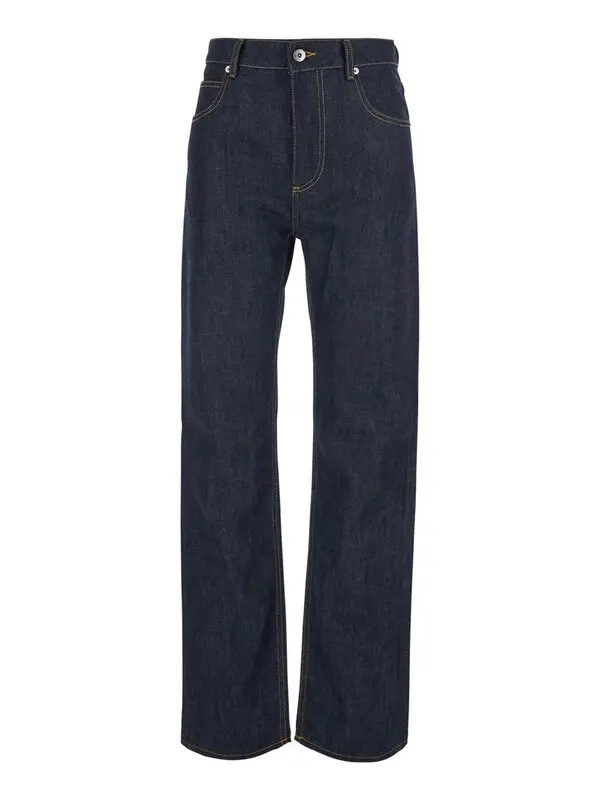 Bottega Veneta 5-pocket Cotton Jeans With Leather Back Tag - Blu