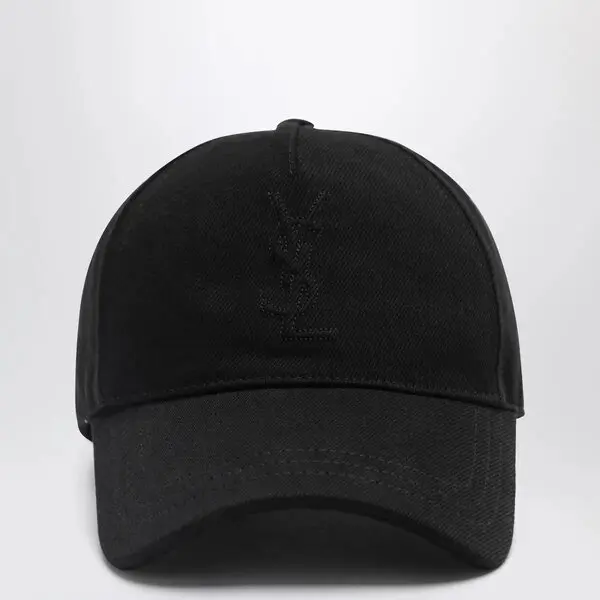 Saint Laurent Logo Relief Baseball Cap - Black