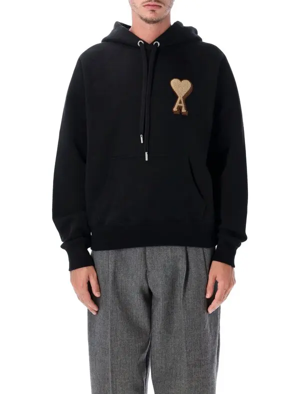 AMI Paris Organic Cotton Relaxed Fit Hoodie - Nero