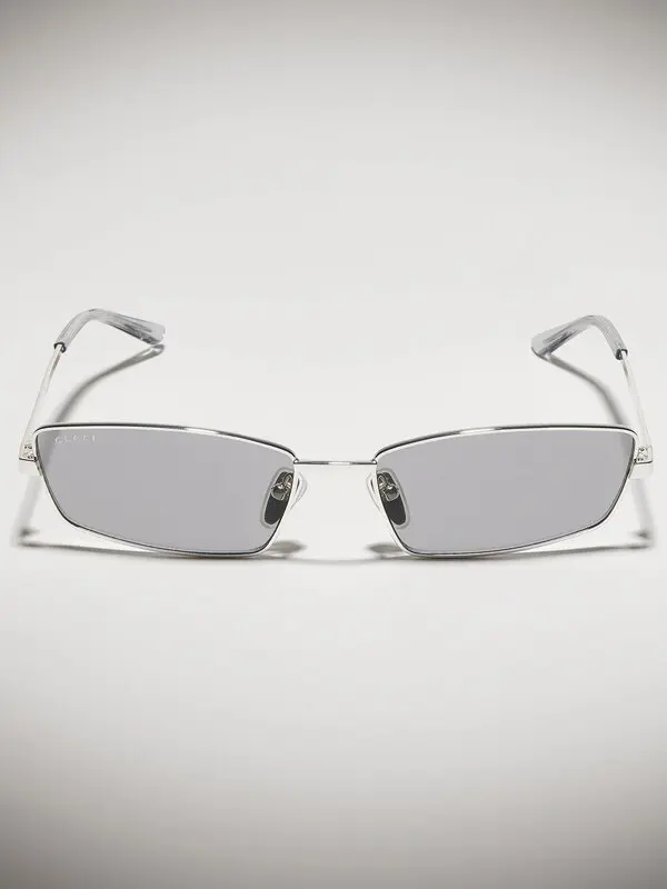 Gucci Engraved Logo Metal Frame Sunglasses - Argento