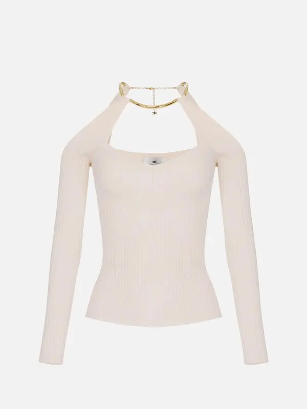 Elisabetta Franchi Ribbed Knit Sweater - Avorio