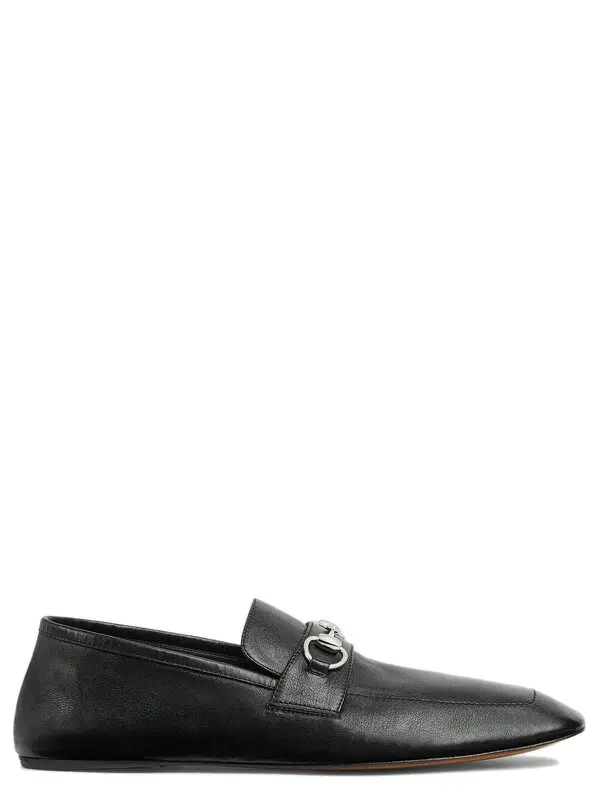 Gucci Soft Leather Loafers With Silver-tone Hardware - Nero