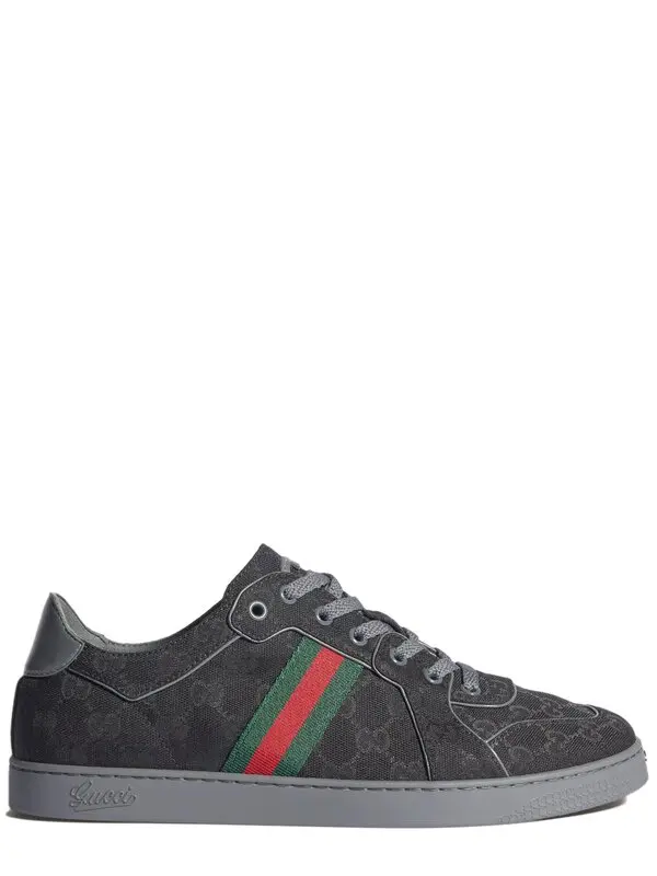 Gucci Gg Canvas Lace-up Sneakers With Web Detail And Interlocking G Hardware - Nero