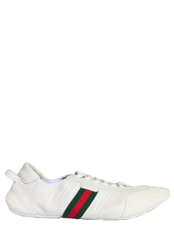 Gucci Wraparound Web Detail Sneakers With Debossed Logo - Bianco