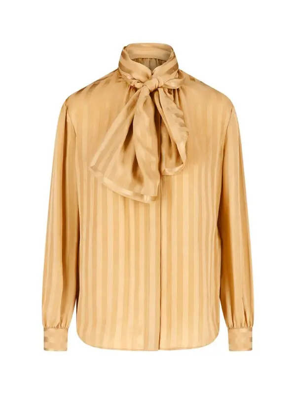 Saint Laurent Silk Tie-neck Blouse