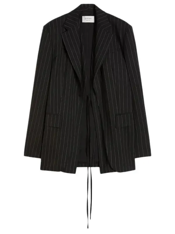 Sportmax Striped Blazer With Tie Detail - Black
