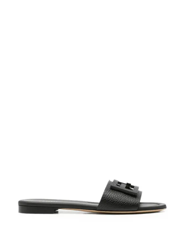 Fendi Ff Baguette Motif Leather Slides