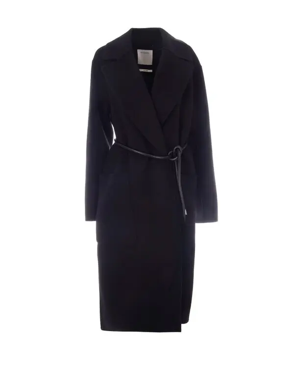 Sportmax Belted Long Wool Coat - Nero